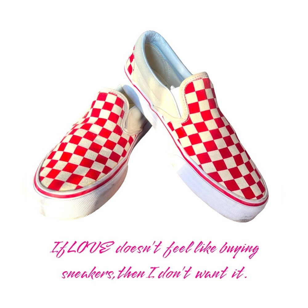 Vans Unisex Red White Checkerboard Classic Slip-On Sn… - Gem